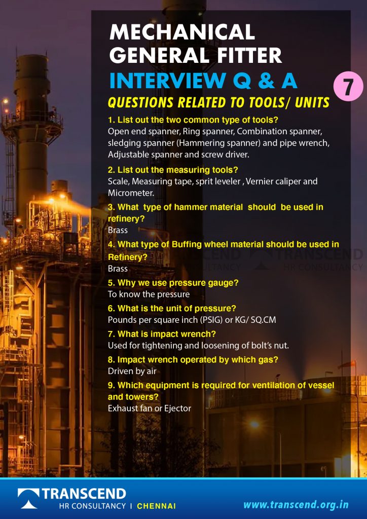 General Fitter Interview Questions & Answers |O&G Refinery Petrochemica