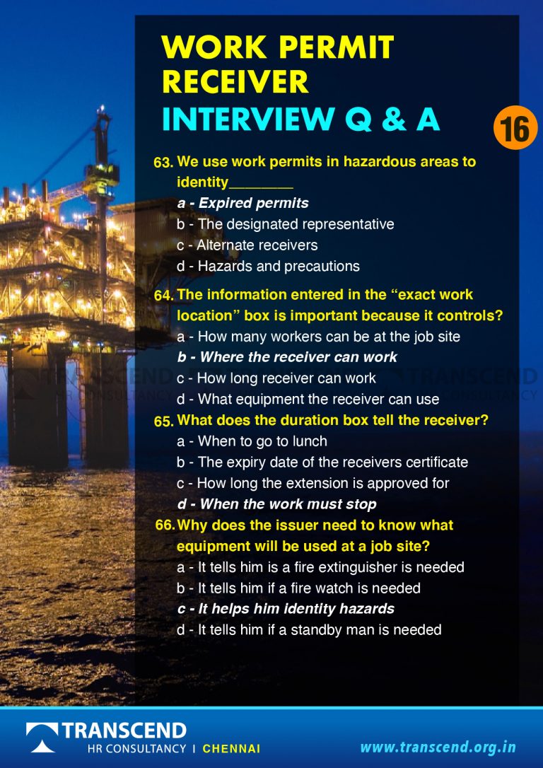 Work Permit Receiver Interview Question and Answers - Transcend Group